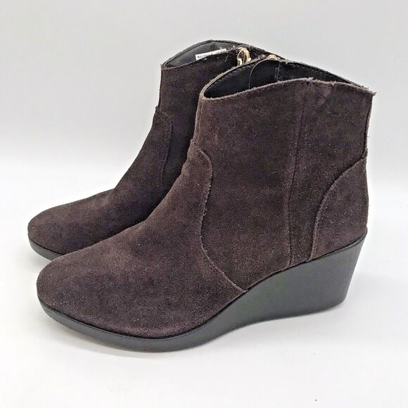 CROCS | Shoes | Crocs Leigh Wedge Ankle Booties 2348 Brown Suede ...